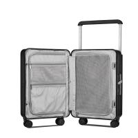 China Swivel Frame smart carry on suitcase blue  Wide travel trolley bags TSA Lock Airline for sale