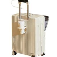 China Unique Features Abs Pc Luggage Suitcase with Cup Holder Usb Charging Carry-ons Front Open Luggage Wholesale Products Luggage for sale