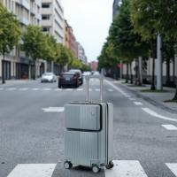 China Unique Features Abs Pc Luggage Suitcase with Cup Holder Usb Charging Carry-ons Front Open Luggage Wholesale Products Luggage for sale