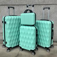 China Unisex Luxury 4-Wheel Spinner Luggage Suitcase 4-Piece Durable ABS Travel Bag Set Zipper TSA Lock Simple Stylish Metallic for sale