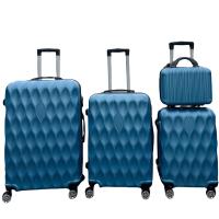 China Unisex Luxury 4-Wheel Spinner Luggage Suitcase 4-Piece Durable ABS Travel Bag Set Zipper TSA Lock Simple Stylish Metallic for sale