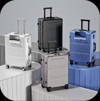 China Aluminum Zipper  Hard Shell Cabin Suitcase Expandable Silent 4 Wheel Luggage for sale