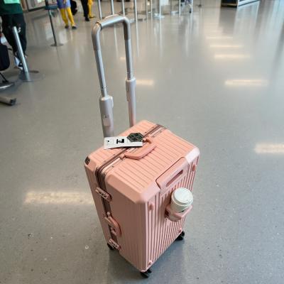 China Unisex TSA Lock Trolley Suitcase PC Fabric and Aluminium Frame Carry-On Luggage with Caster Wheel for Work and Business Travel for sale