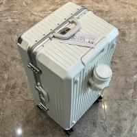 China Unisex Travel Luggage Carry-On Suitcase Aluminum Frame TSA Lock PC Material Spinner Caster Cup Holder Anti-Collision Corners for sale