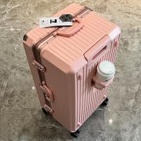 China Unisex Travel Luggage Carry-On Suitcase Aluminum Frame TSA Lock PC Material Spinner Caster Cup Holder Anti-Collision Corners for sale