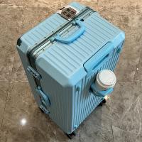 China Unisex Travel Luggage Carry-On Suitcase Aluminum Frame TSA Lock PC Material Spinner Caster Cup Holder Anti-Collision Corners for sale