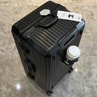 China Unisex Travel Luggage Carry-On Suitcase Aluminum Frame TSA Lock PC Material Spinner Caster Cup Holder Anti-Collision Corners for sale
