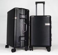 China Unisex Large Capacity Spinner Trolley Luggage Minimalist Design Aluminum Frame Suitcase Anti-Lock Braking System PC ABS Travel for sale