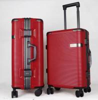 China Unisex Large Capacity Spinner Trolley Luggage Minimalist Design Aluminum Frame Suitcase Anti-Lock Braking System PC ABS Travel for sale
