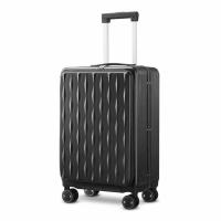 China Stylish Aluminum PC Luggage Travel  Front Opening Hardside Luggage With Wheel for sale