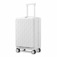 China Stylish Aluminum PC Luggage Travel  Front Opening Hardside Luggage With Wheel for sale