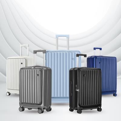 China Hot Selling Unisex PC Aluminum Front-Open Luggage Set Outdoor Travel Bags Spinner Caster Carry-on Explosion-Proof Zipper ABS for sale