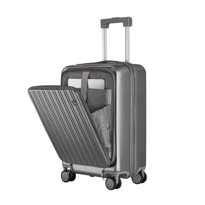 China Unisex Hot Selling Front-Open Spinner Carry-On PC & ABS Explosion-Proof Zipper Aluminum Outdoor Travel Luggage Bag Packaging for sale