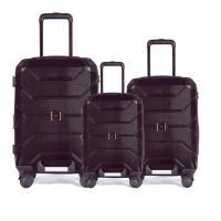 China 20 24 28 Inch Double-Layer Explosion-Proof Zipper Trolley Luggage Set Outdoor Suitable with Hook Bottom Handle Mainly Made PP PC for sale