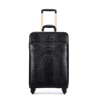 China Fashion Leather Luggage Bag PU Leather Rolling Medium Suitcase 4 Wheels for sale