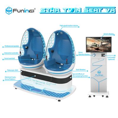 China Blue + White 2 Players 9D VR Simulator With Electric Crank Platform for sale