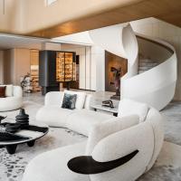 China American Luxury Villa Living Room Furniture Set Modern Design Wood Headboard Sofa Throne Chairs for High End Home Decoration for sale