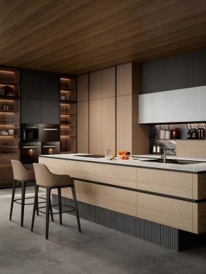 China Modern Waterproof Wooden Island Kitchen Cabinet with Glass for Bathroom Laundry Room Apartment Home Use for sale