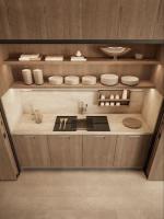 China Low MOQ Custom Kitchen Cabinet with UV Coated Plywood Surface Easy to Clean and Scratch Resistant for Busy Family Kitchen for sale