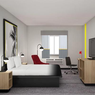 China Hot Sell Super 8 by Wyndham Stylish Budget Hotel Bed Frame Headboard Guestroom Furniture Business Class Hotel Bedroom Sets for sale