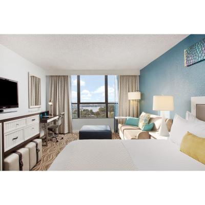 China Wyndham Hotels and Resorts Luxury Room Furniture Set High King Headboard and Nightstand Full Apartment Wood Furniture for sale