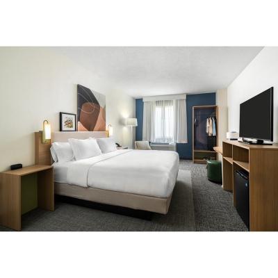 China Spark Hilton 2025 Modern Design Hotel Bedroom Sets Premium Economy Guest Room Furniture with Soft Wooden Casegoods for sale