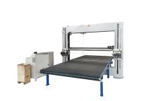 China Automatic Dual Blade Horizontal And Vertical PU Foam Sponge CNC Cutting Machine for sale