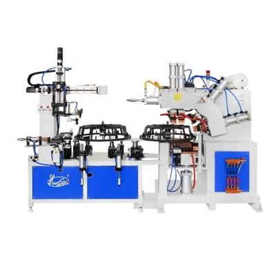 China Industrial Spiral Fan Guard Automatic Welding Machine Double Station HWASHI for sale