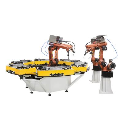 China Hwashi Automatic MIG TIG Welding Robot With Rotating Station For Storage Rack Corner for sale