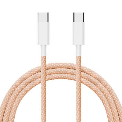 China Customized Colorful Braided Charging Cable 60W / 100W 1M / 2M Type C to C Charging Cable for sale