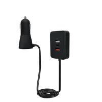 China Black Fast Charge USB Car Charger 3 Port USB A & 2 USB C Car Power Adapter for sale