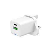 China White ABS High Speed UK Plug Charger with Two Ports Fast Charging for sale