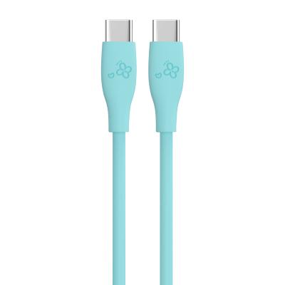 China Stylish Design Turquoise USB-C to USB-C Cable with Delicate Flower Patterns OEM CC60W/CL27W 3A Output for sale