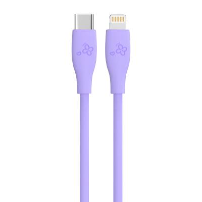 China Charming Flower Silicone Charging Cable Embellished Purple USB - C/Lightning Cable for sale