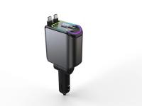 China Retractable Cable 4 In 1 USB Car Charger 120W Fast Car Phone Charger for sale