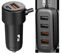 China Multi Port ABS Fast Charging Car Charger With Extension Cord 120W Lighter Switch Plug for sale