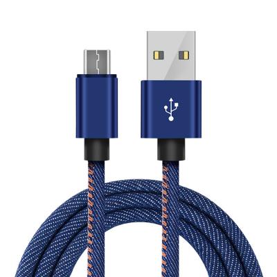 China Customized Denim Braided USB to Micro USB Charging Cable and Durable for sale