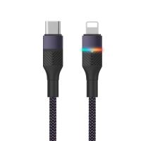 China High Speed Braided Multi Function Charging Cable CC60W / CL27W 1M 3A With RGB Light for sale