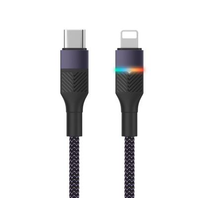 China High Speed Braided Multi Function Charging Cable CC60W / CL27W 1M 3A With RGB Light for sale