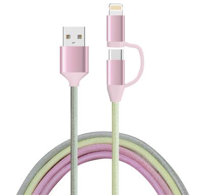 China 2 In 1 1M Braided Phone Charging Cable With 2A / 3A Output Customized for sale
