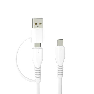 China White 3A Output 2 in 1 Braided Charging Cable For Phone 1m / 2m Length Customized for sale