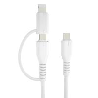 China White 3A Output 2 in 1 Braided Charging Cable For Phone 1m / 2m Length Customized for sale