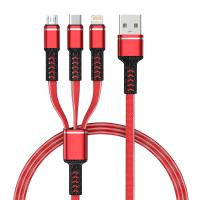 China Customized 3-in-1 Multi Charging Cable USB To Micro-USB Type-C Lightning 1m/2m Length OEM Support for sale