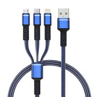China Customized 3-in-1 Multi Charging Cable USB To Micro-USB Type-C Lightning 1m/2m Length OEM Support for sale