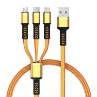 China Customized 3-in-1 Multi Charging Cable USB To Micro-USB Type-C Lightning 1m/2m Length OEM Support for sale