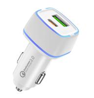 China 12V 24V Type C USB A Car Charger 38W PD Fast Charging Metal Car Charger for sale