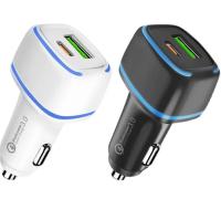 China 12V 24V Type C USB A Car Charger 38W PD Fast Charging Metal Car Charger for sale