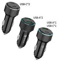China 2 Ports 45W Dual  Type C USB Car Charger Fast Charging  Power Adapter for sale