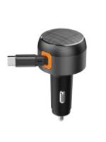 China Aluminum Alloy USB Port Car Charger Type C 60W PD Car Charger With Rectractable Cable for sale
