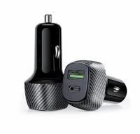 China ABS Carbon Fiber Design Dual USB Car Charger with Customization and OEM Support for sale
